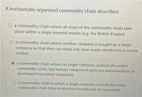 Solved A Horizontally Organized Commodity Chain Describes A