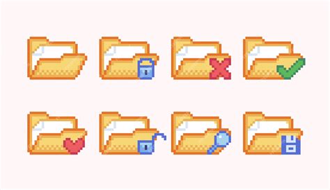 Premium Vector Computer Folder Pixel Art Set Desktop Icons Collection 8 Bit Sprite