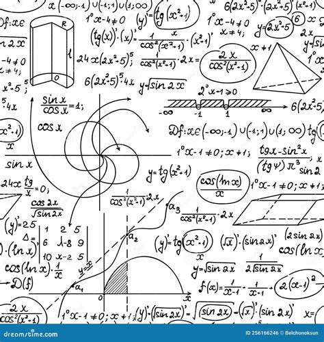 Math Educational Vector Seamless Pattern With Handwritten Formulas