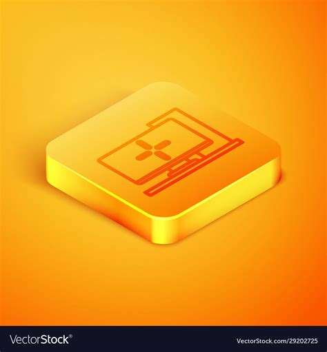 Isometric Line Computer Monitor Icon Isolated Vector Image