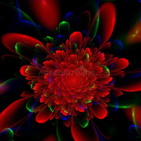 Dark Fractal Flower Digital Artwork For Creative Graphic Design Stock