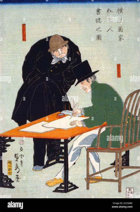 Japan Foreigners In Yokohama Draw Up A Contract In Mercantile House