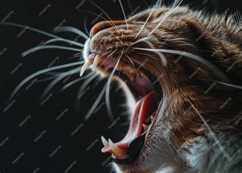 Premium Photo Close Up Of A Cats Mouth Wide Open Showing Teeth And Tongue