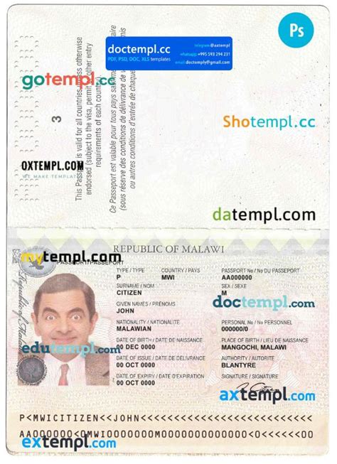 Malawi Passport Psds Editable Scan And Photograghed Picture Template