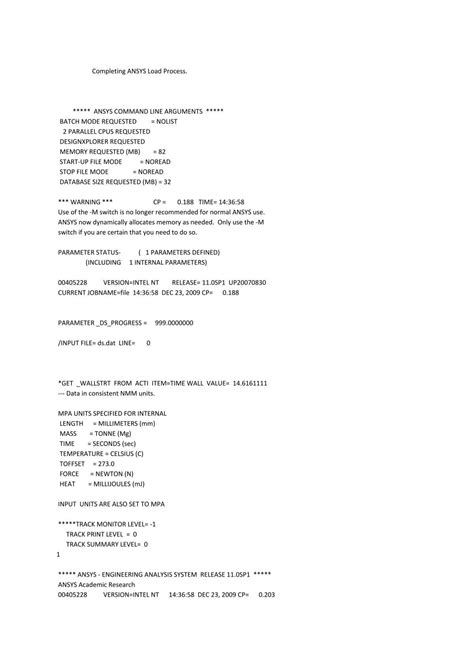 Completing ANSYS Load Process ANSYS CAD De
