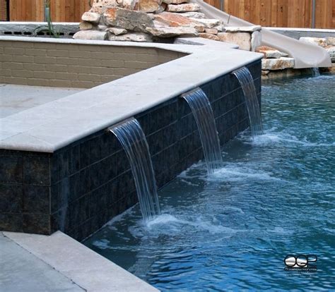 Raised Sheer Descents Water Features Pool Builders Backyard