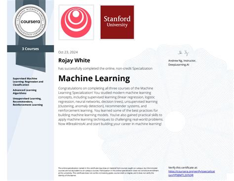Im Happy To Share That Ive Obtained A New Certification Machine Learning Specialization From