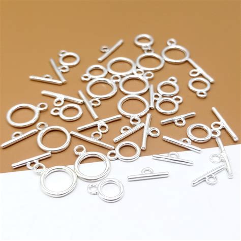 5 Sterling Silver Small Toggle Clasps Circle 6mm 8mm 925 Silver