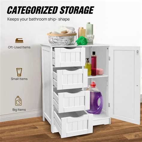 Bathroom Floor Cabinet With 4 Drawers