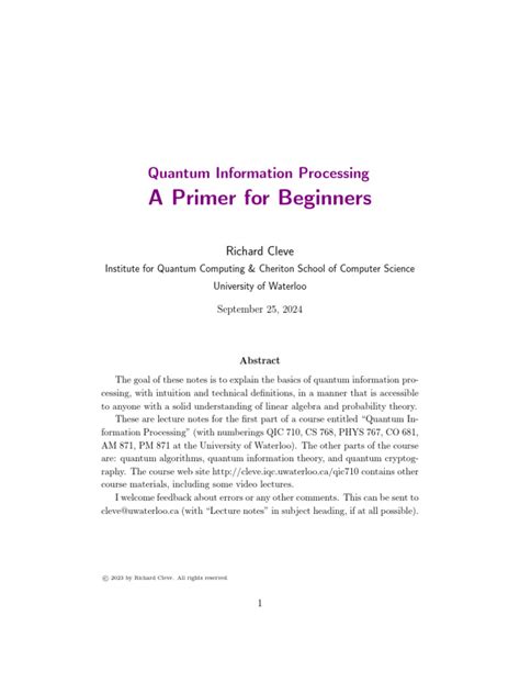 Introduction To Qic 710 Quantum Basics Pdf Quantum Computing