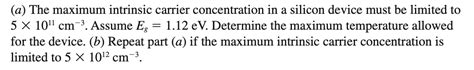 Solved A The Maximum Intrinsic Carrier Concentration In A
