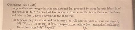 Solved Question2 35 Points Suppose There Are Two Goods