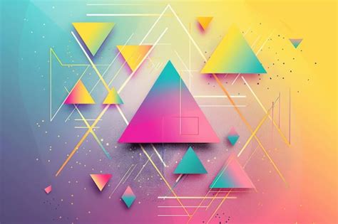 Colorful Geometric Triangle Shape With Simple Triangle Line Art Vector