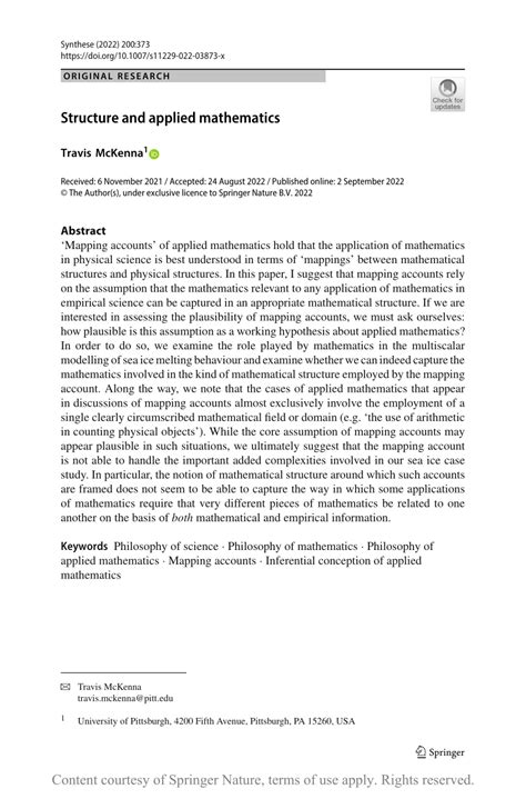 Structure And Applied Mathematics