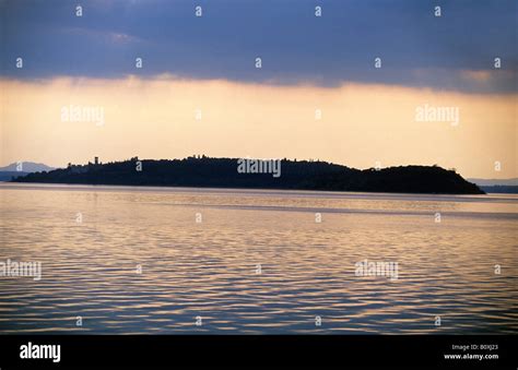 Italy Umbria Lake Trasimeno A View Across The Lake Towards Isola