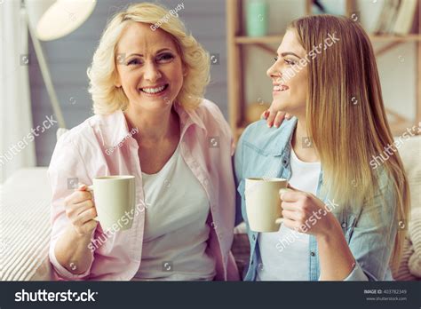Portrait Beautiful Mature Mother Her Daughter Stock Photo Shutterstock