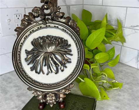 Vintage Syroco Chrysanthemum Wall Plaque 1977 Baroque Resin Wall Art