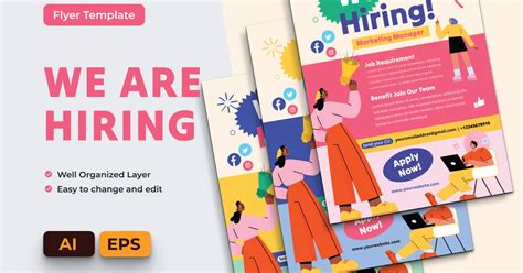 Hiring Marketing Manager Flyer Ai And Eps Template Print Templates Ft