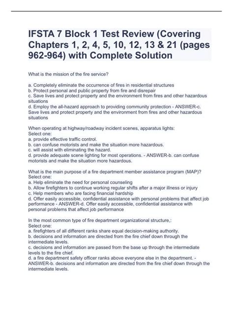 Ifsta 7 Block 1 Test Review Covering Chapters 1 2 4 5 10 12 13