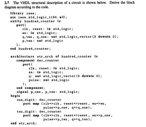 Solved 2 7 The Vhdl Structural Description Of A Circuit Is