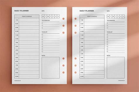Daily Planner Template Free Printable Planner Insert