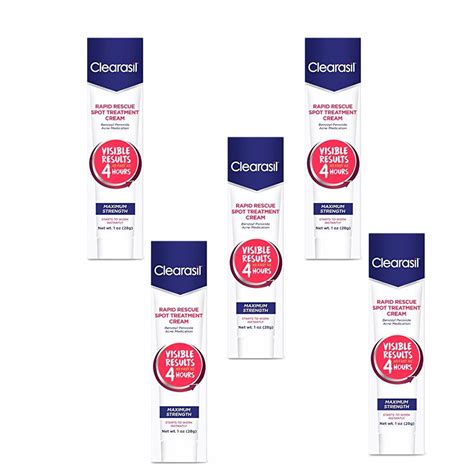 Clearasil Rapid Rescue Acne Spot Treatment Cream 1 Oz Pack Of 5