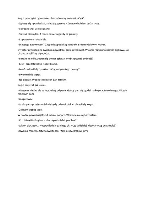 Artysta S Mrożek Pdf