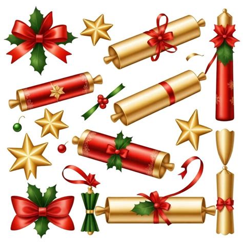 Premium Vector Christmas Cracker Vector Set White Background Isolated