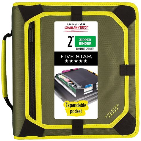 Five Star 2 Zipper 3 Ring Binder With Expansion Panel And Pockets