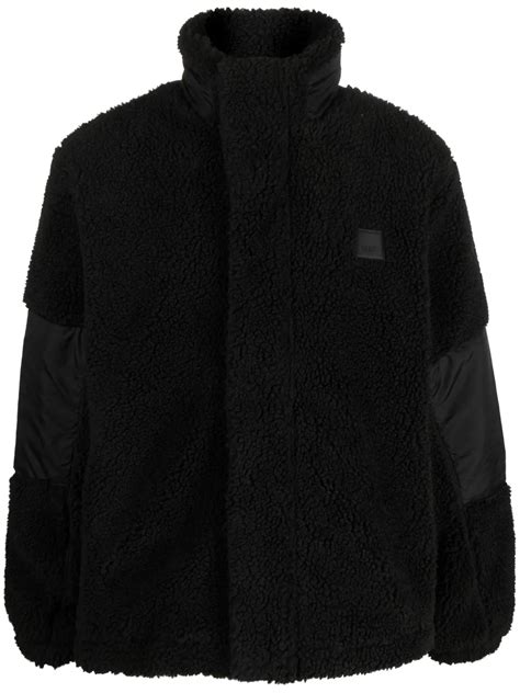 Rains Panelled Fleece Texture Jacket Black Farfetch Ao