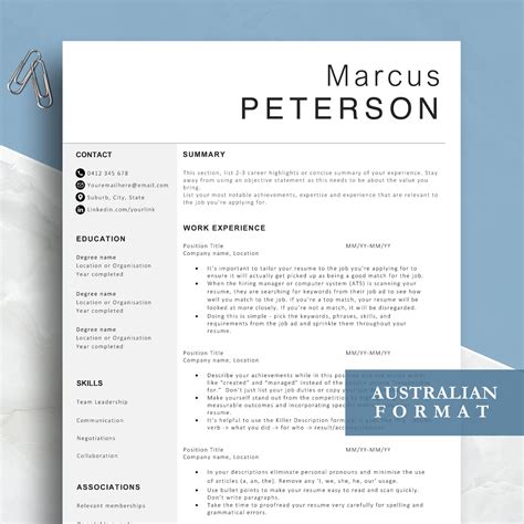 Australian Resume Format Stylish Professional Cv Template Word And