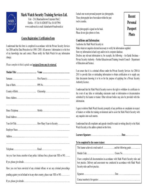 Fillable Online Course Registration Certification Form Fax Email