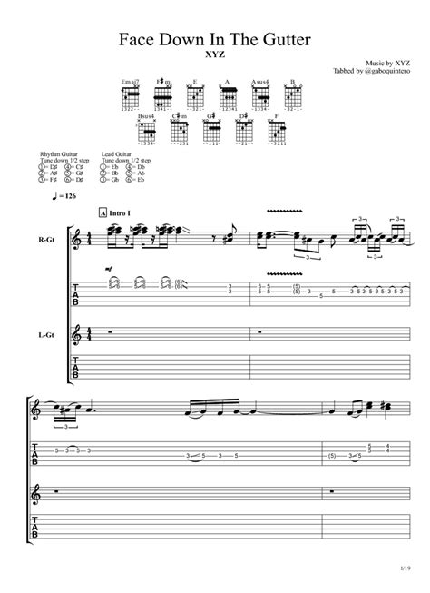 Face Down In The Gutter Tab And Chords Xyz