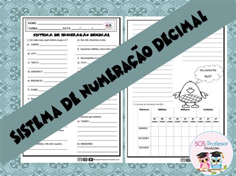 Sistema De Numeração Decimal 1 Sos Professor Atividades
