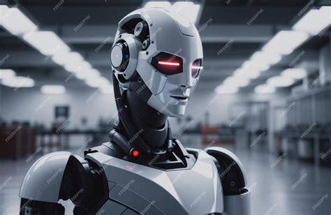 premium photo symbiotic male human robot standing futuristic cyborg