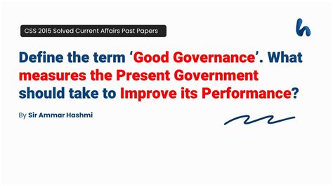 Measures To Improve Governance Performance
