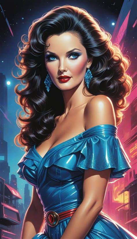 Supermodel Icon Lynda Carter In Electric Blue Even Ai Art