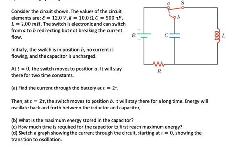 Solved Consider The Circuit Shown The Values Of The Circuit Chegg