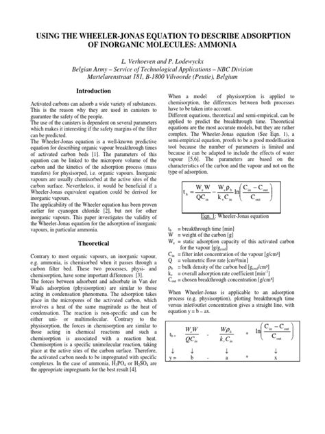 Modeling Ammonia Adsorption In Activated Carbon Using The Wheeler Jonas