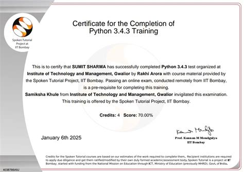Python Training Certification Iitbombay Spokentutorial