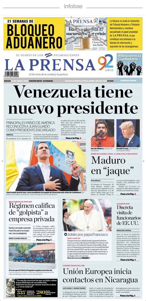 La Prensa Nicaragua 24 De Enero De 2019 Infobae