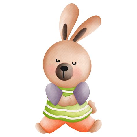 Watercolor Cute Rabbit Easter Bunny Easter Rabbit Bohemian Cartoon