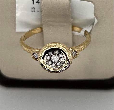 14k Yellow Gold Matte Finish Natural Diamond Ring Etsy