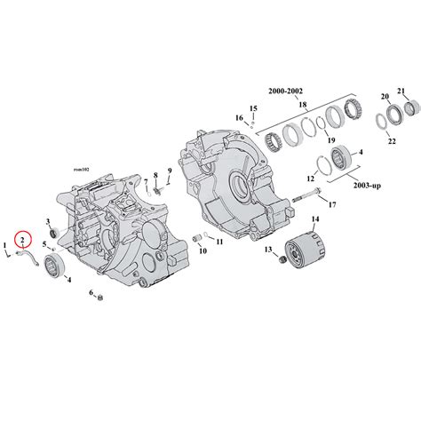 Crankcase Parts Diagram Exploded View For Harley Twin Cam Softail