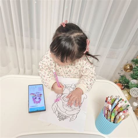 오로라핑 도안 그리기로 색칠공부 41개월과 예쁘게 했어요 네이버 블로그