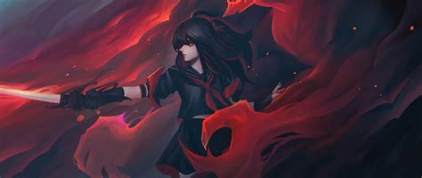 Girl With Sword Red Eyes Background Anime Original Wallpaperhd Anime