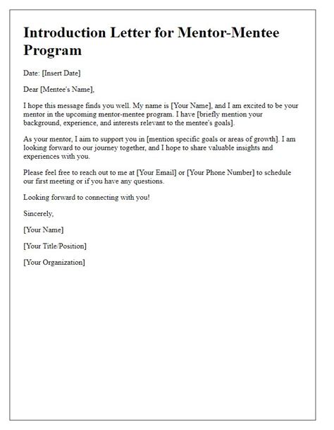 Letter Template For Mentor Mentee Program Free Samples In Pdf Letterin