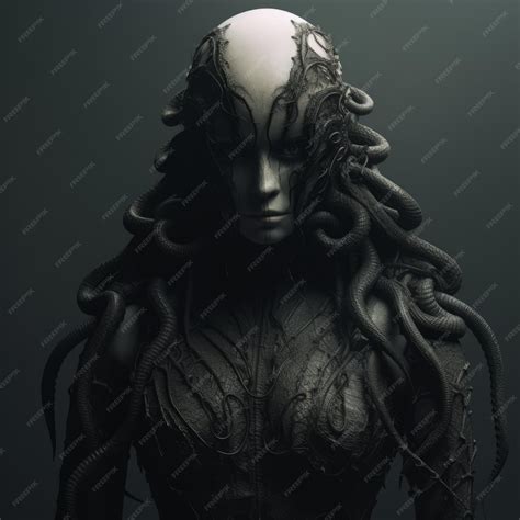Premium Ai Image Gothic Minimalism Gorgon Humanoid With Intricate