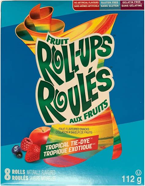 Fruit Roll Ups Fruit Flavored Snacks Tropical Tie Die Pack Of 8 112g Import