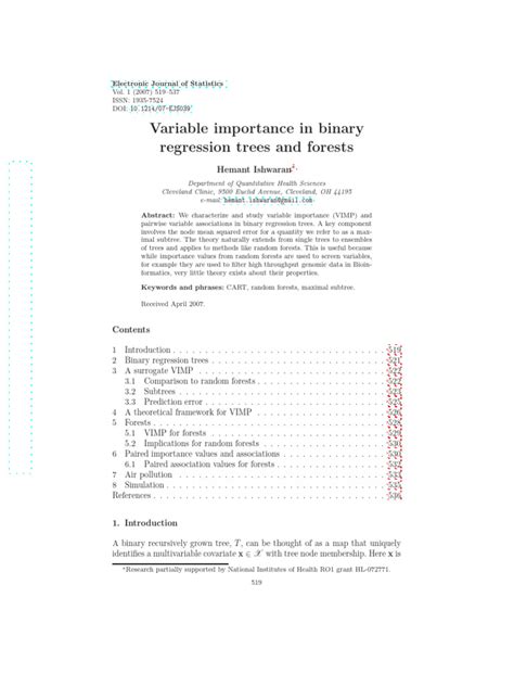 Variable Importance In Binary Trees Pdf Errors And Residuals